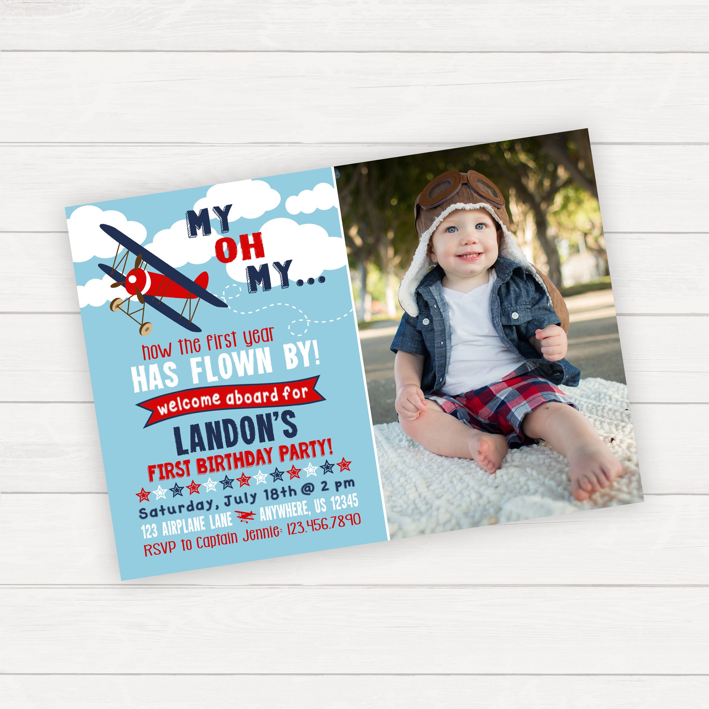Airplane Birthday Party Invitation