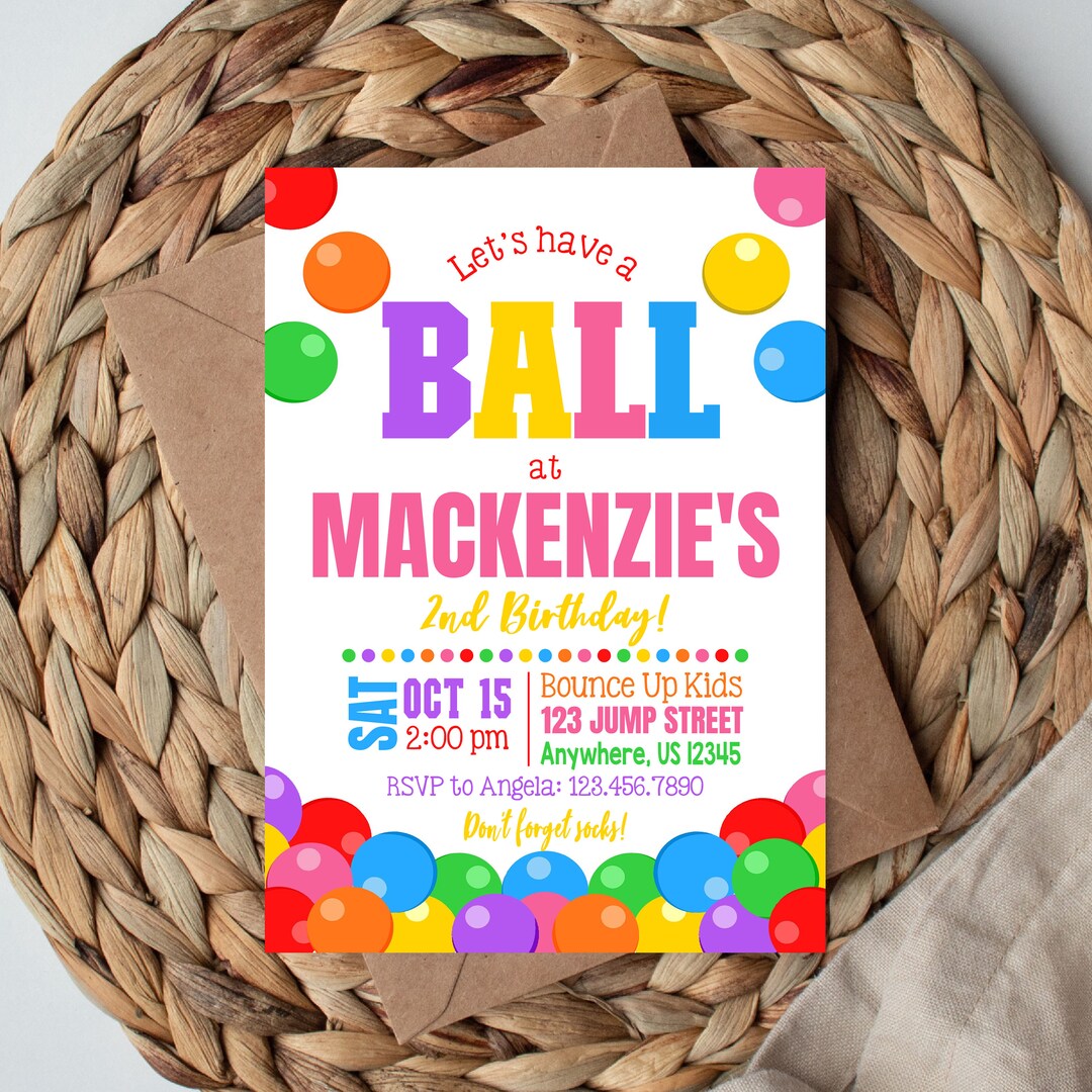 Ball Pit Birthday Invitation, Girl Birthday, Bounce Birthday, Kids ...