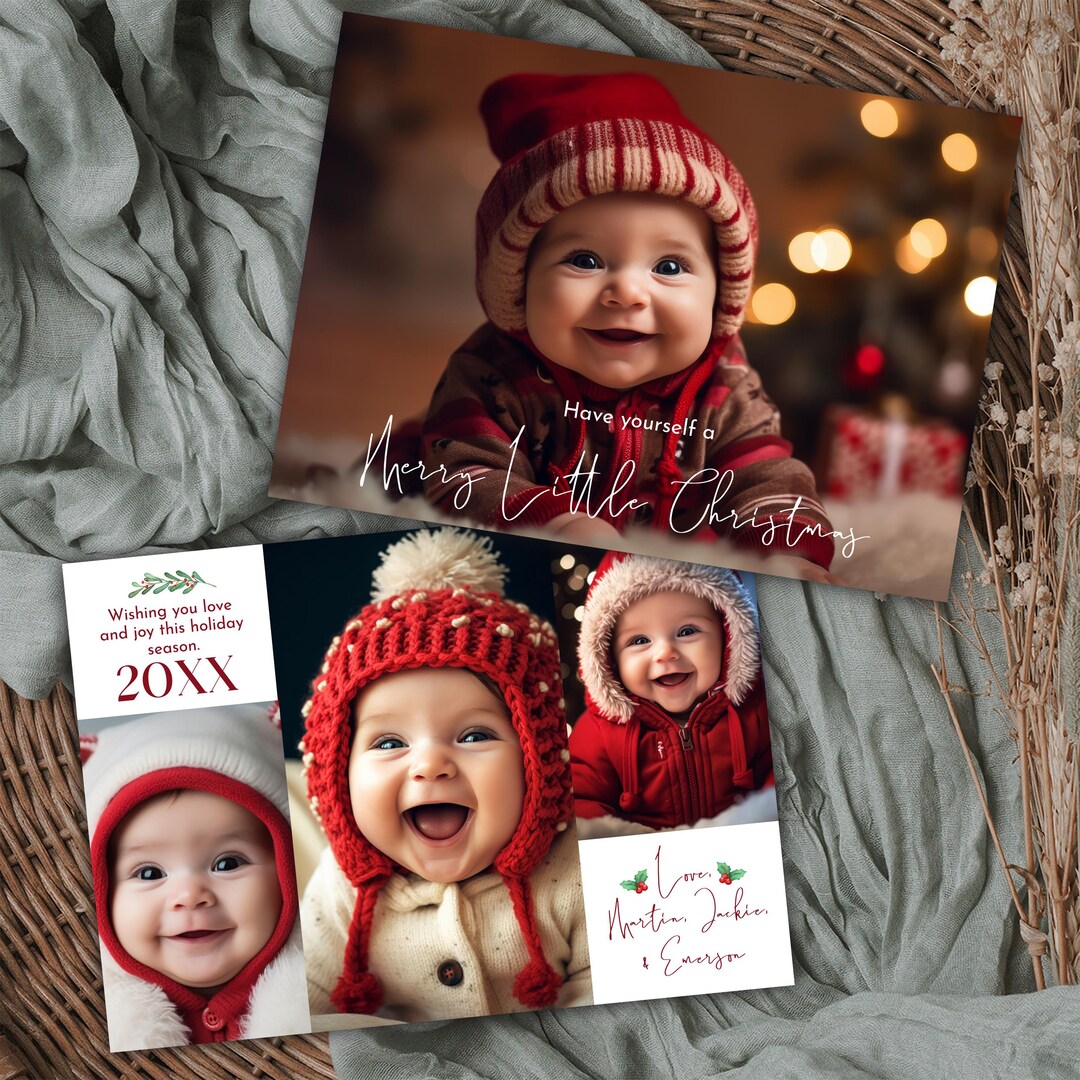 Christmas Card Template, Baby Christmas Card, Holiday Card, Birth ...