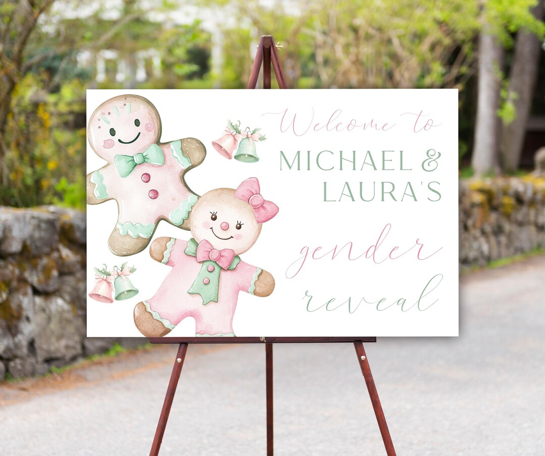 Christmas Gender Reveal, Gingerbread Gender Reveal, Christmas Baby ...