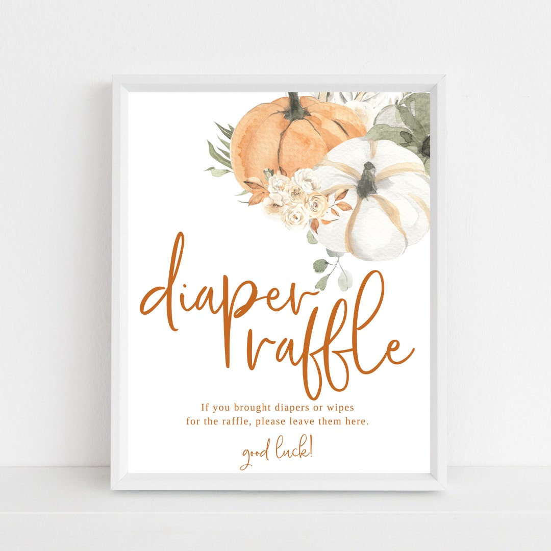 Pumpkin Diaper Raffle Sign, Baby Shower Sign, Fall Baby Shower,pumpkin ...