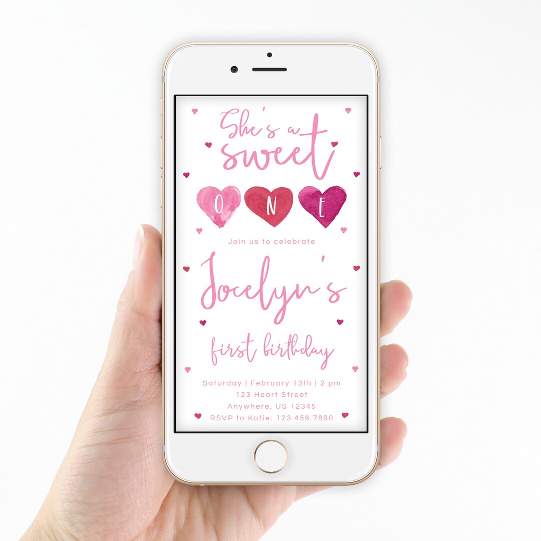 Sweet One, Valentines Birthday Invitation, Text Message, Heart Birthday ...