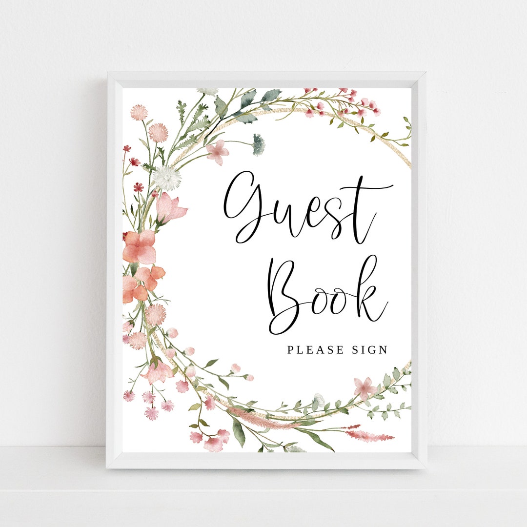 Guest Book Sign, Baby Shower Guest Book, Wildflower Baby Shower, 8x10 ...