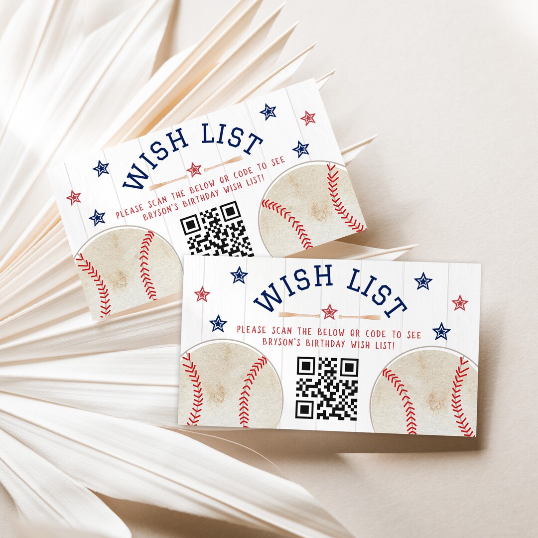 Wish List, QR Code, Baseball Birthday, Rookie of the Year, Little ...