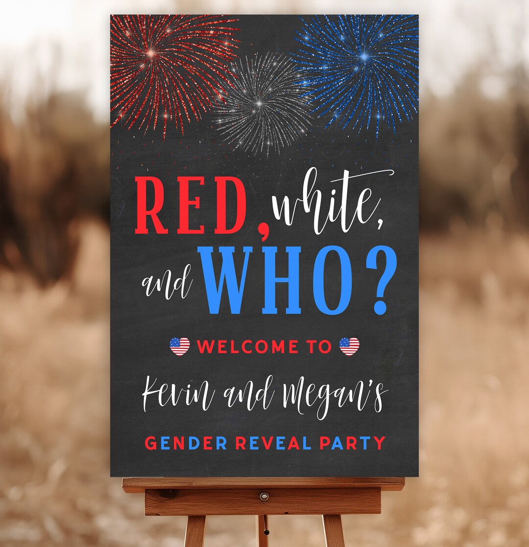 Letrero de bienvenida para revelar el género del bebé del 4 de julio ...