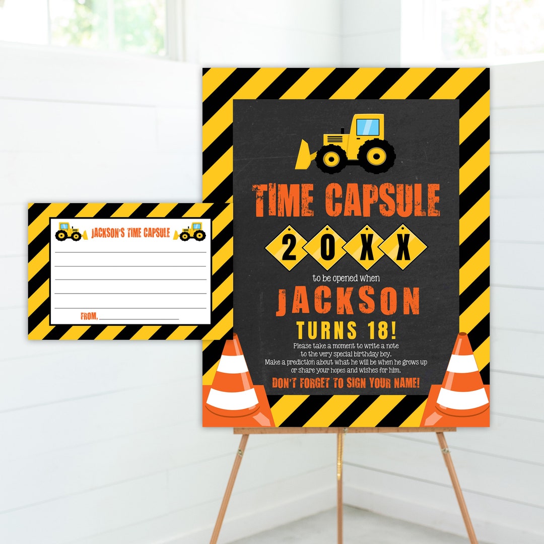 Construction 1st Birthday Construction Time Capsule Under - Etsy