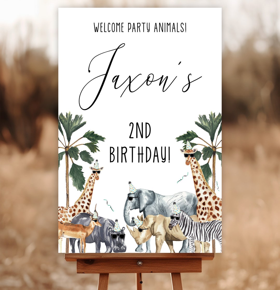 Party Animals Welcome Sign, Party Animal Birthday, Jungle Birthday ...