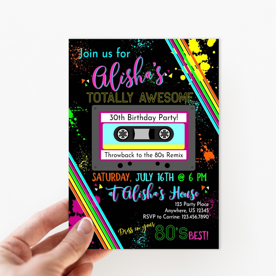 80s Birthday Invitation 80s Party Invitation 80s Invitation - Etsy