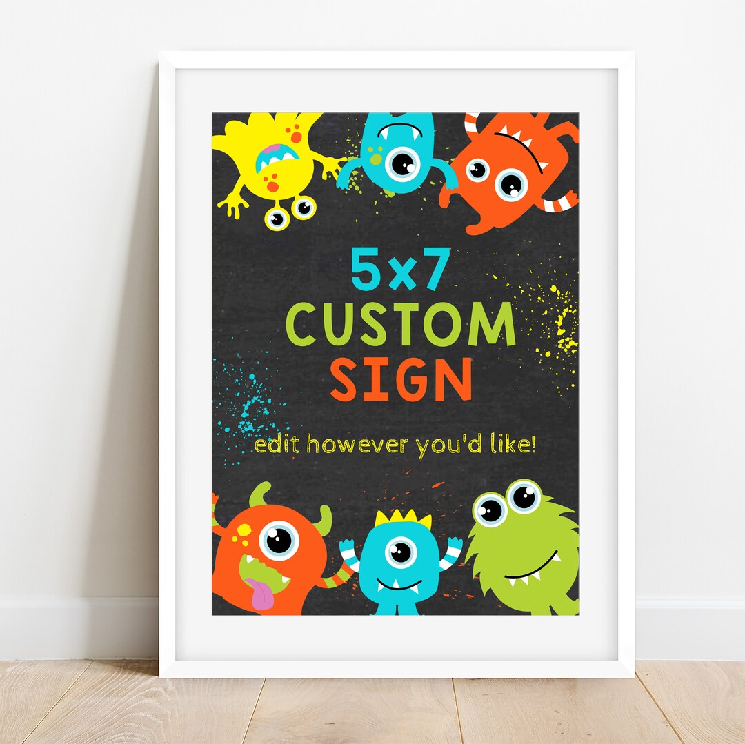 Custom 5x7 Sign, Monster 1st Birthday, Monster Birthday, Little ...