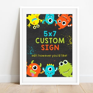 Custom 5x7 Sign, Monster 1st Birthday, Monster Birthday, Little ...