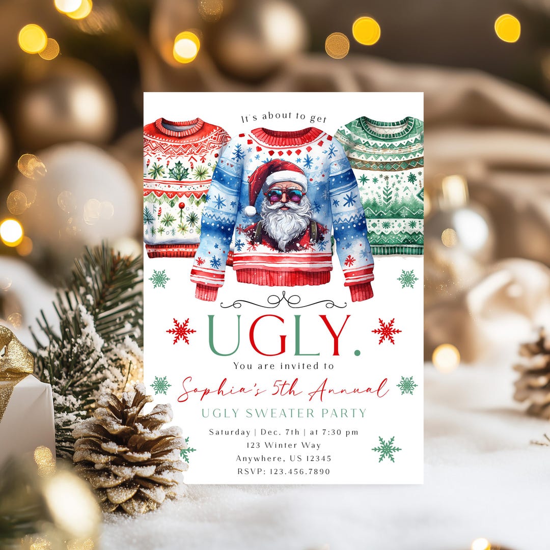 Ugly Sweater Christmas Party Invitation, Ugly Sweater Invitation ...