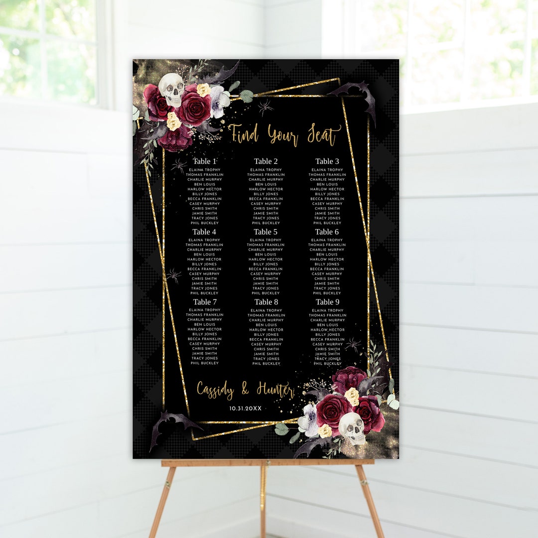 Til Death Do Us Part Wedding Seating Chart, Halloween Wedding, Seating ...