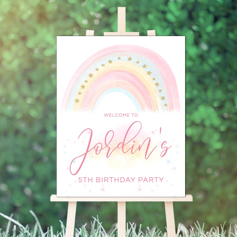 Rainbow Welcome Sign Rainbow Birthday Party Patel Rainbow - Etsy