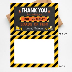 Construction Birthday Party Construction Thank You Card - Etsy