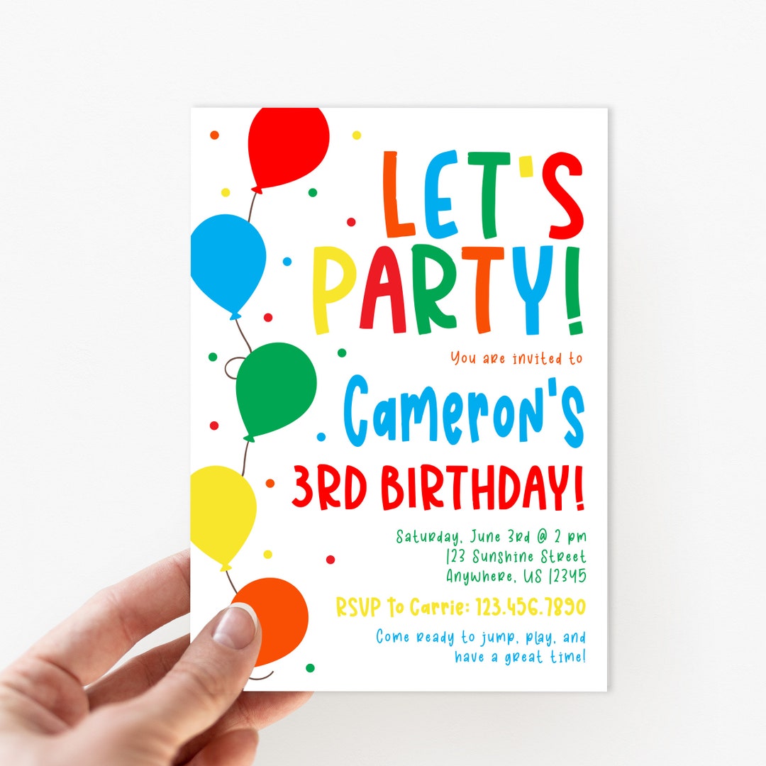 Balloon Birthday Invitation, Balloon Invitation, Balloons Invitation ...