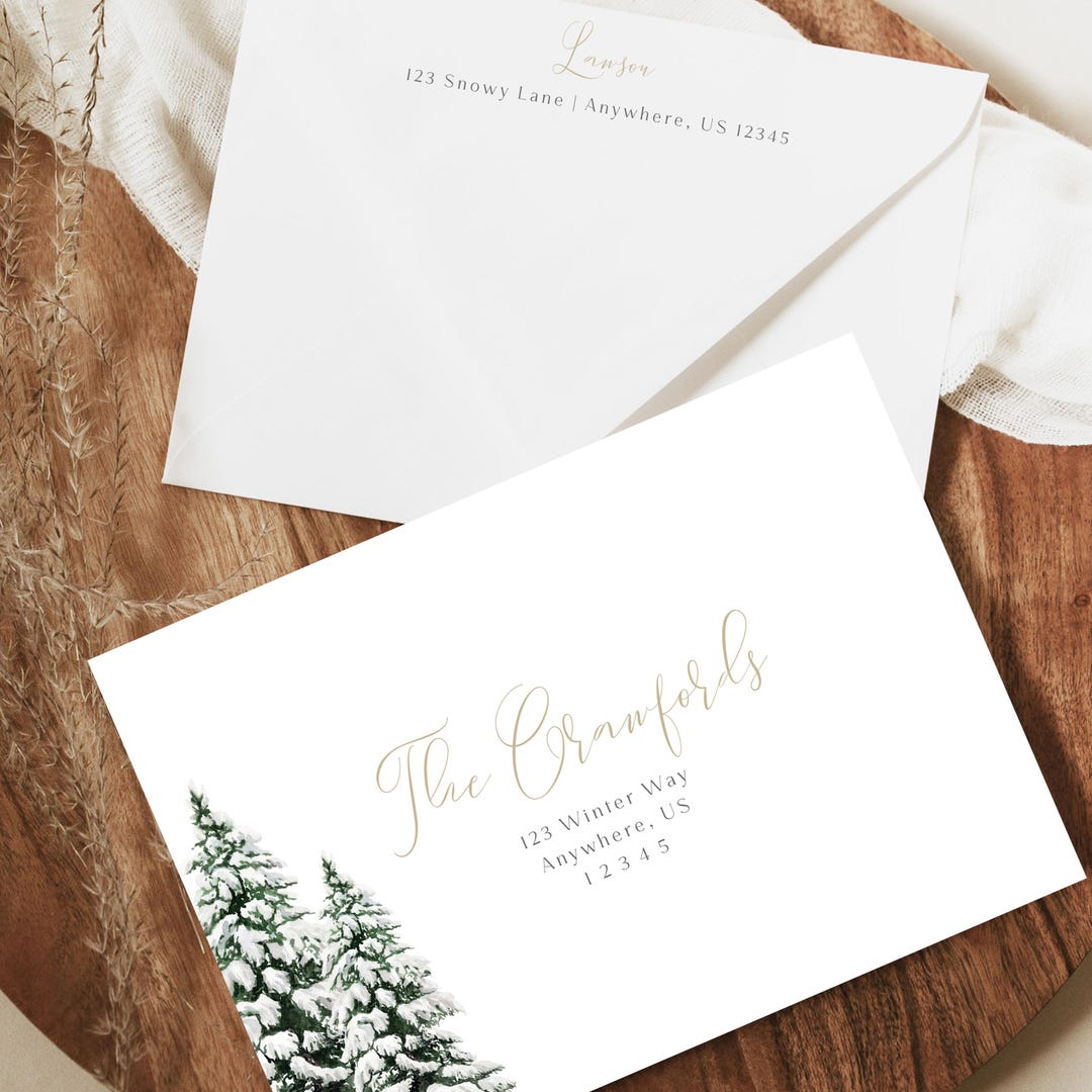 Christmas Tree Envelope, Green and Gold, Christmas Card Envelope ...