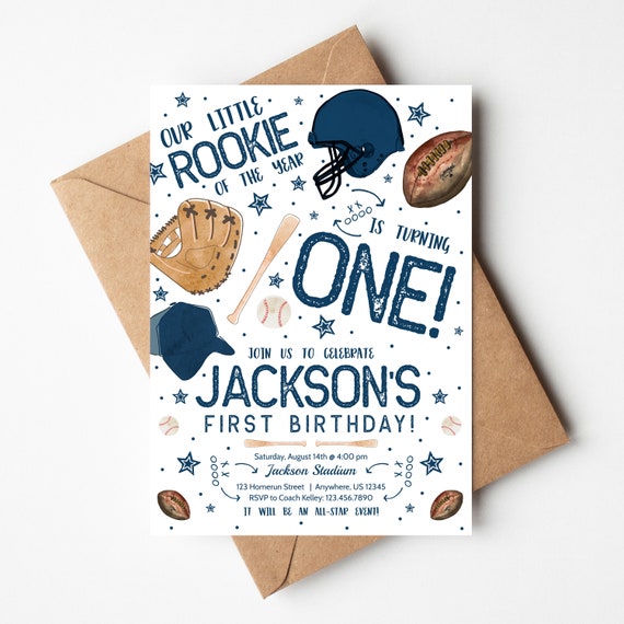 Rookie of the Year Birthday Invitation Template Instant - Etsy