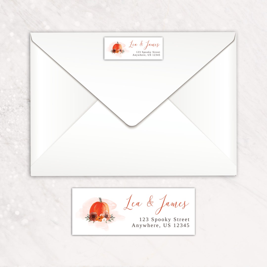 Fall Wedding Address Label, Pumpkin Label, Editable Template, Address ...