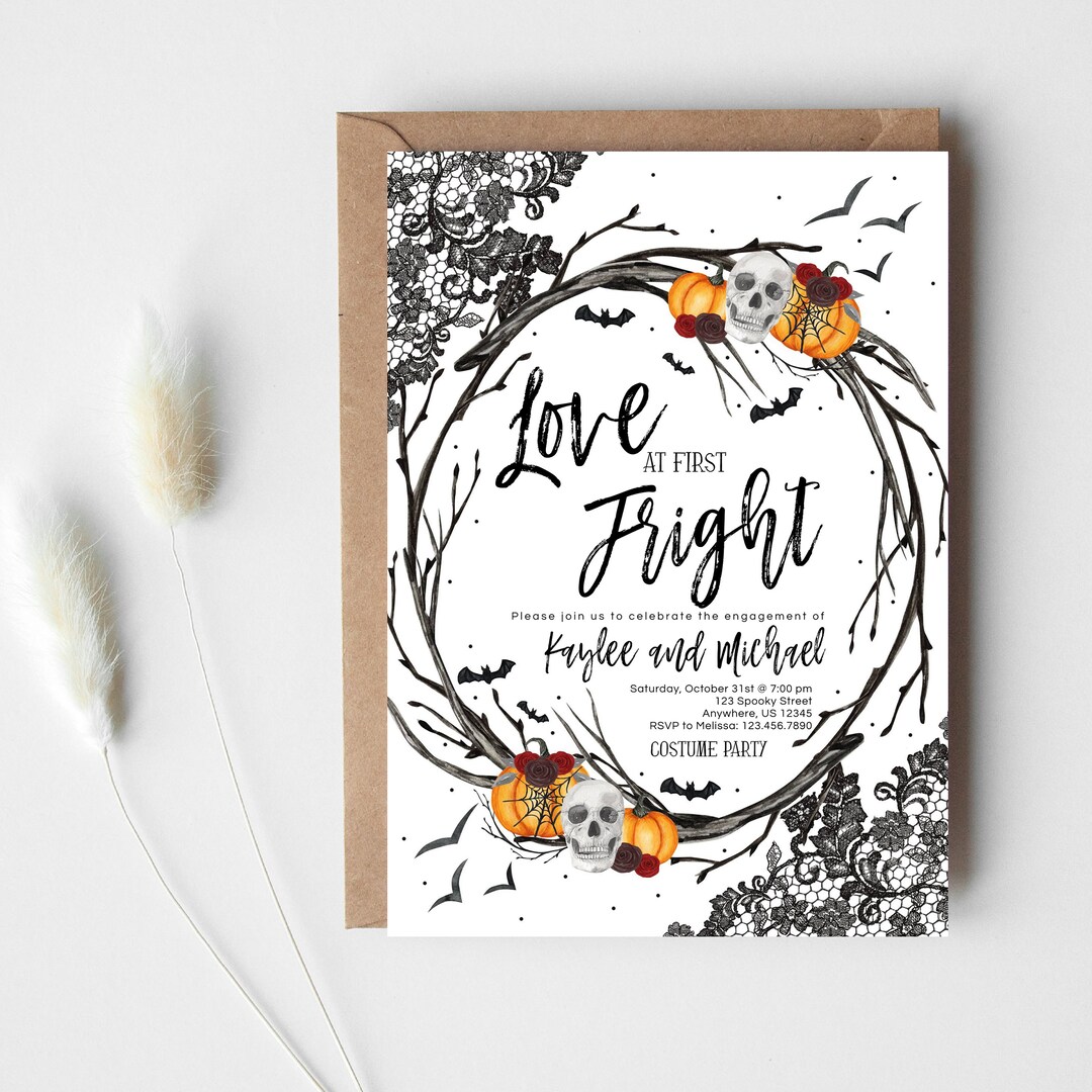 Love at First Fright Halloween Engagement Party Invitation Halloween ...