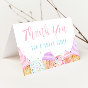 Thank You Card, TWO Sweet. Thank You, Girl 2nd Birthday Thank You ...