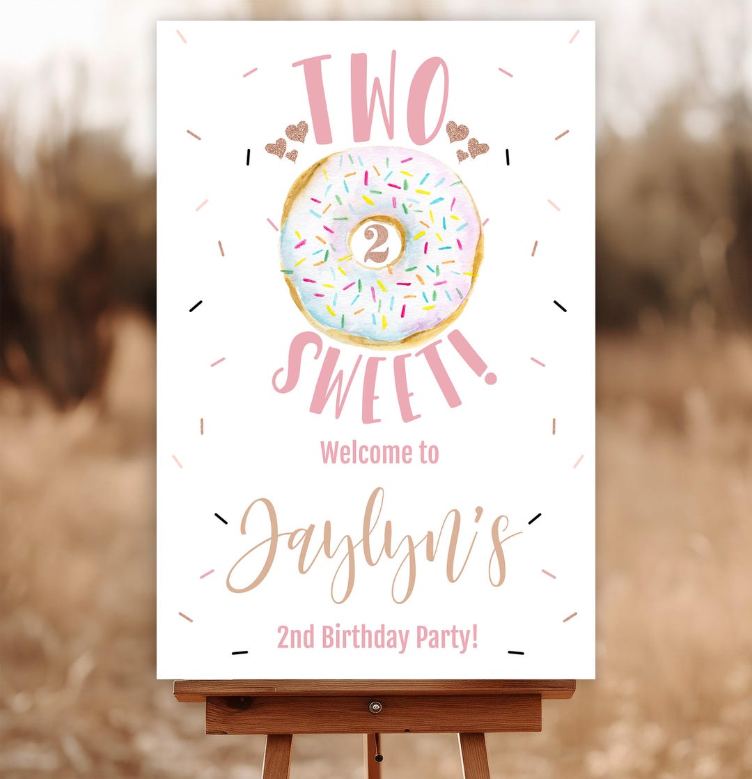 Two Sweet Sign - Donut 2nd Birthday - Digital or Printed - Etsy