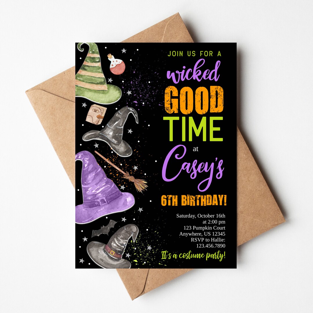 Witch Halloween Invitation, Halloween Birthday Invite, Witch Invite ...