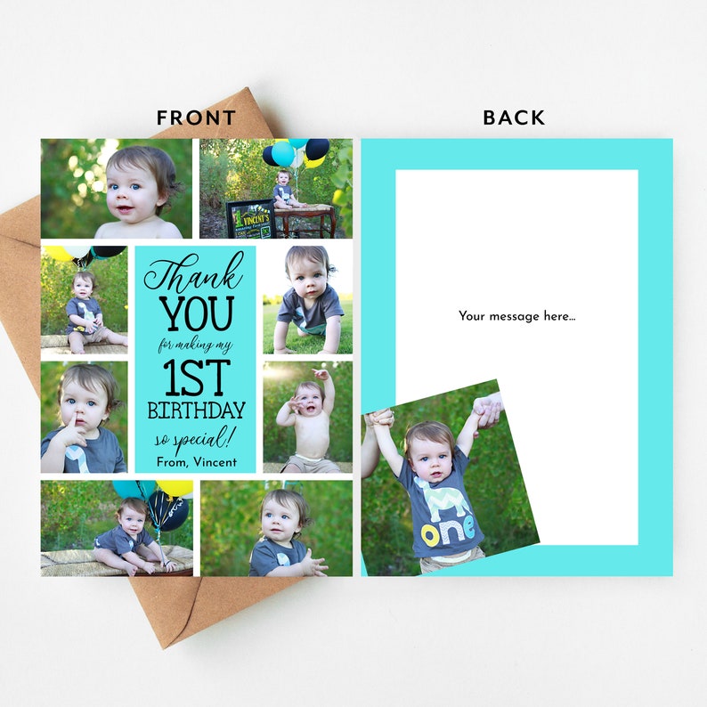 Thank You Cards First Birthday Thank You Card 1st Birthday - Etsy