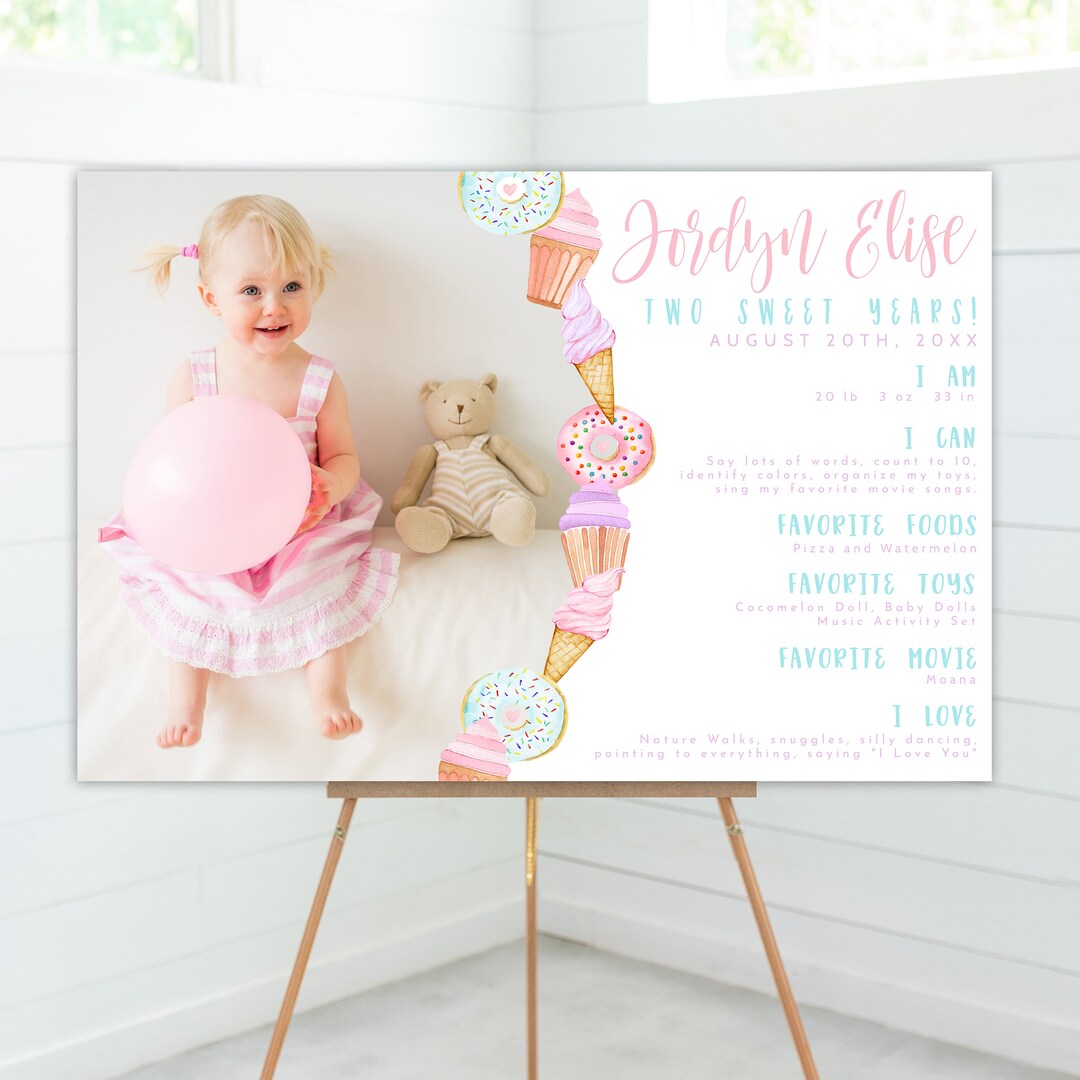 TWO Sweet, Birthday Poster, Photo Sign, Birthday Photo Poster, 2nd ...