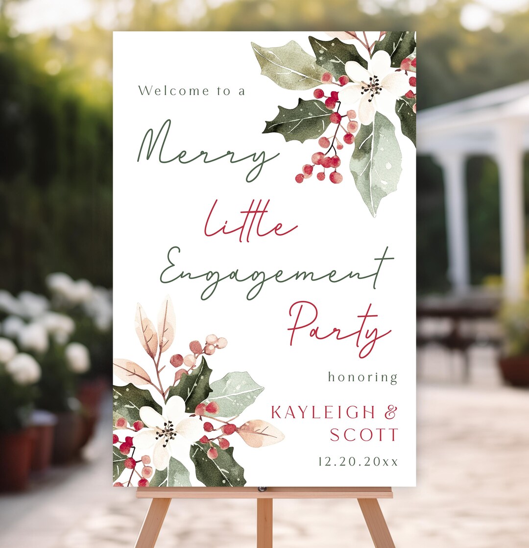 Christmas Engagement Party Sign, Welcome Sign, Marry Little Christmas ...