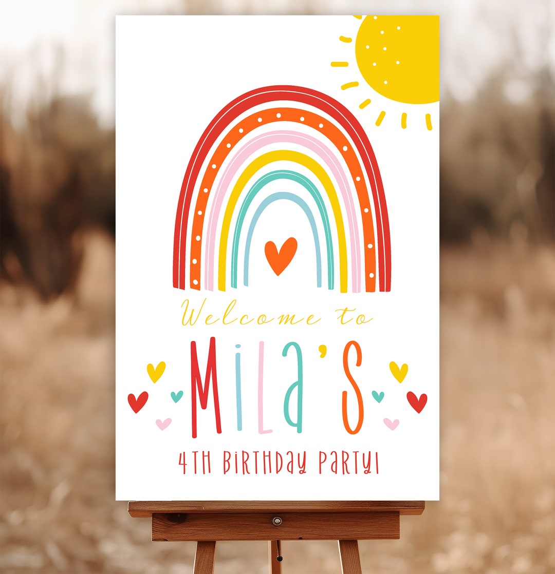 Rainbow Welcome Sign, Rainbow Birthday Party, Patel Rainbow Birthday ...