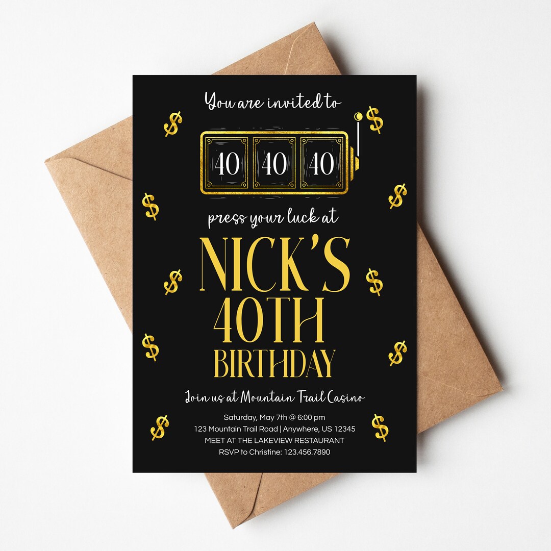 Slot Machine Birthday Invitation, Casino Birthday, Casino Night, Casino ...