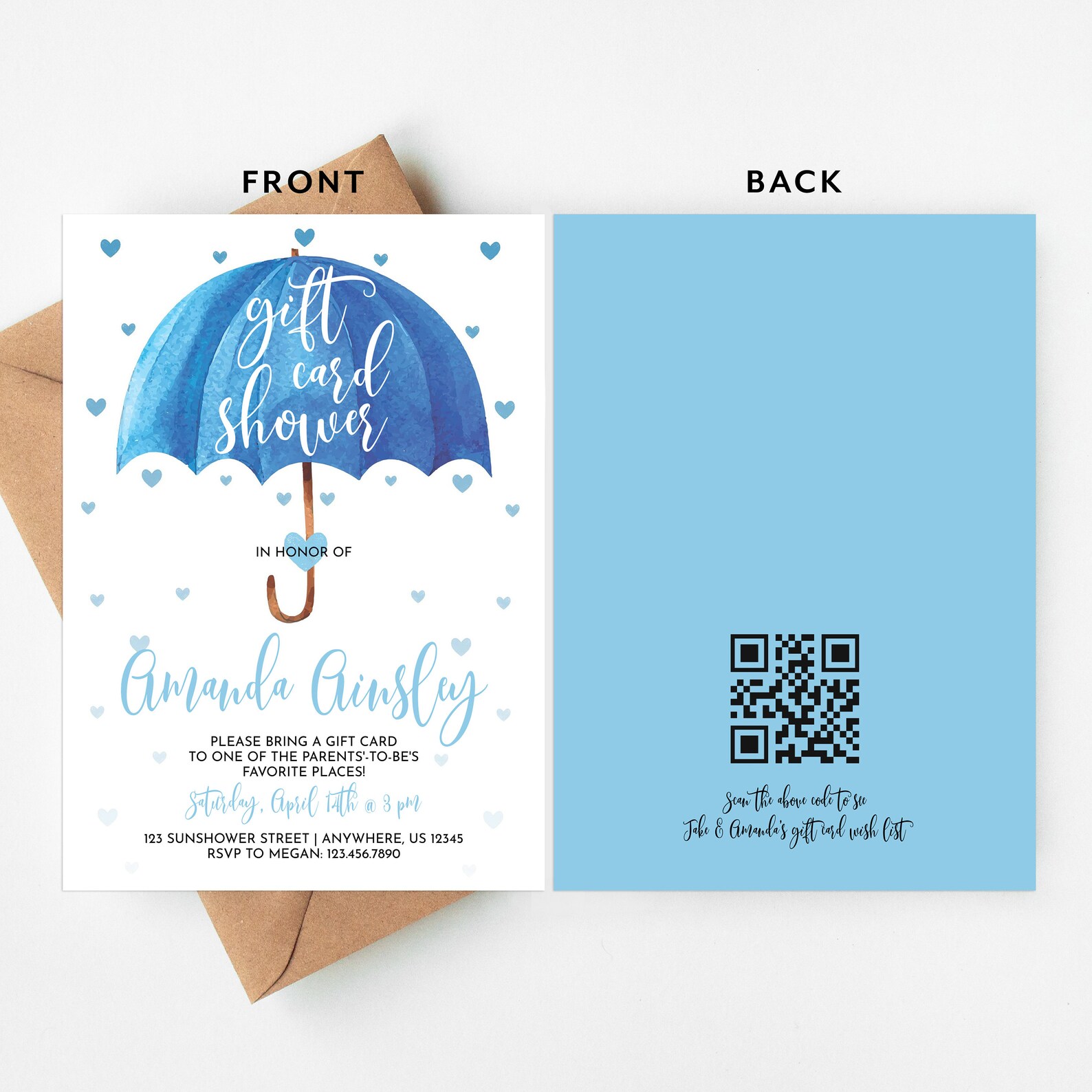 Gift Card Shower Invitation Gift Card Baby Shower Umbrella - Etsy
