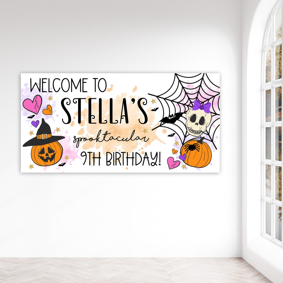 Spooky Birthday Banner, Ghost Birthday, Witch Halloween Birthday Party ...