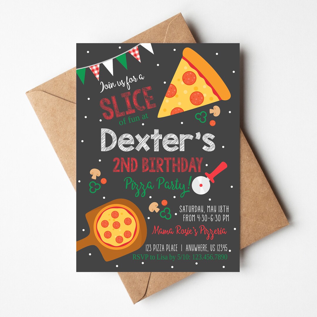 Pizza Party Invitation, Pizza Birthday Invitation, Pizza Theme, Kids ...