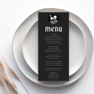 Halloween Wedding Menu, 4x9 Menu, Editable Menu, Gothic Wedding, Skull ...