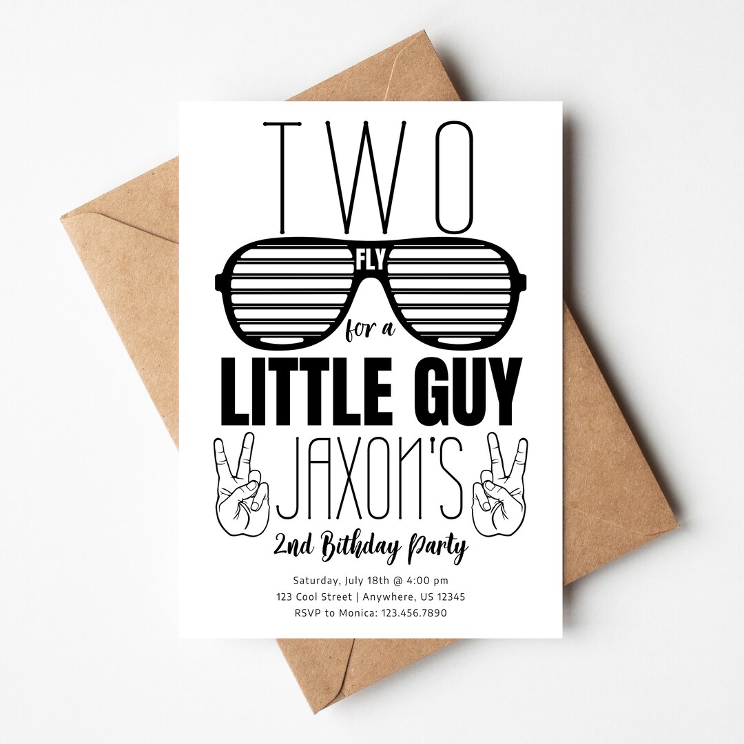 Two Fly Birthday Invitation, Second Birthday Boy, 2nd Birthday Invite ...