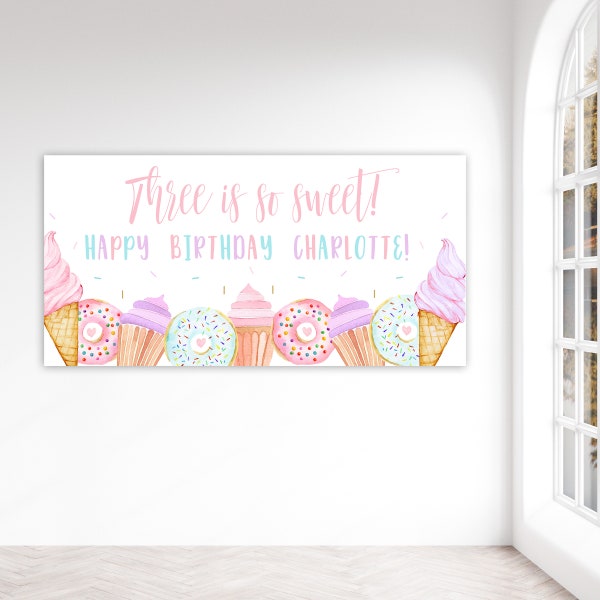 Personalized Two Sweet Birthday Banner for Girl - Etsy