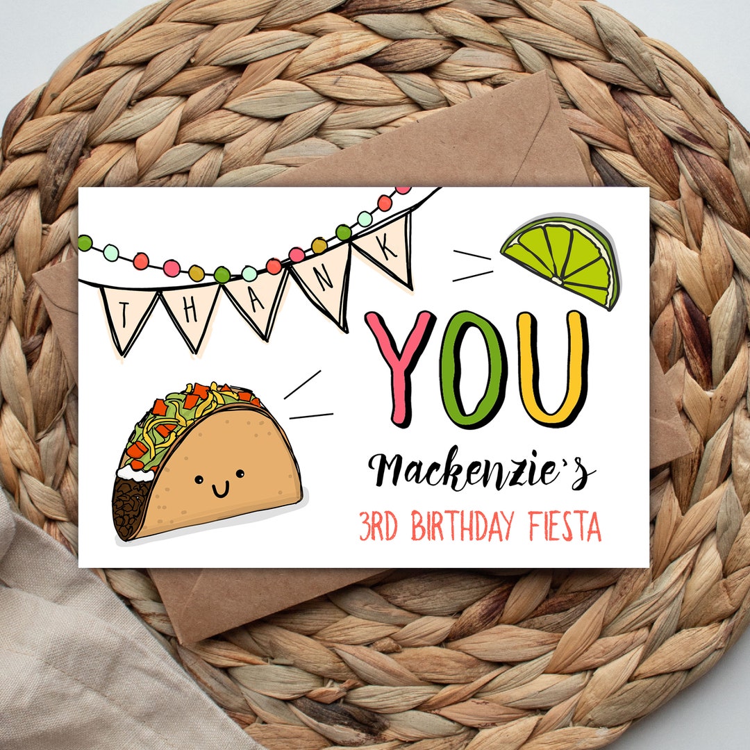 Taco Birthday Party, Taco Thank You Card, Taco Bout A, Taco Twosday ...