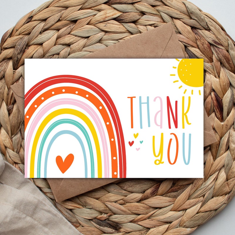 Rainbow Thank You - Etsy