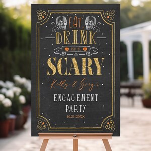 Halloween Welcome Sign Eat Drink and Be Scary Engagement Party Welcome ...