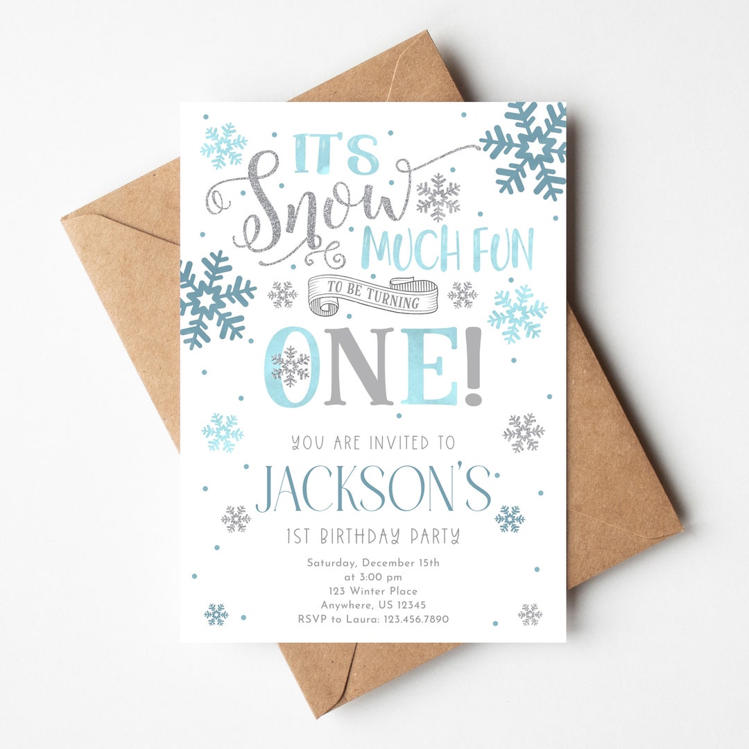 Snowflake Invitation, Christmas Birthday Invitation, Snow Much Fun ...