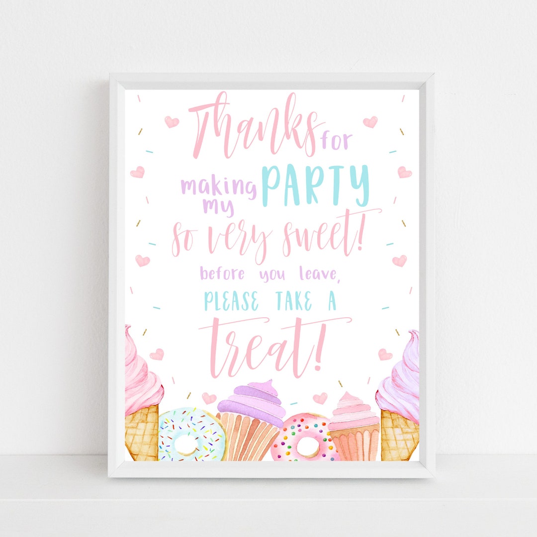Treats Sign, Sweet Celebration, Two Sweet, Four Ever Sweet, Editable ...