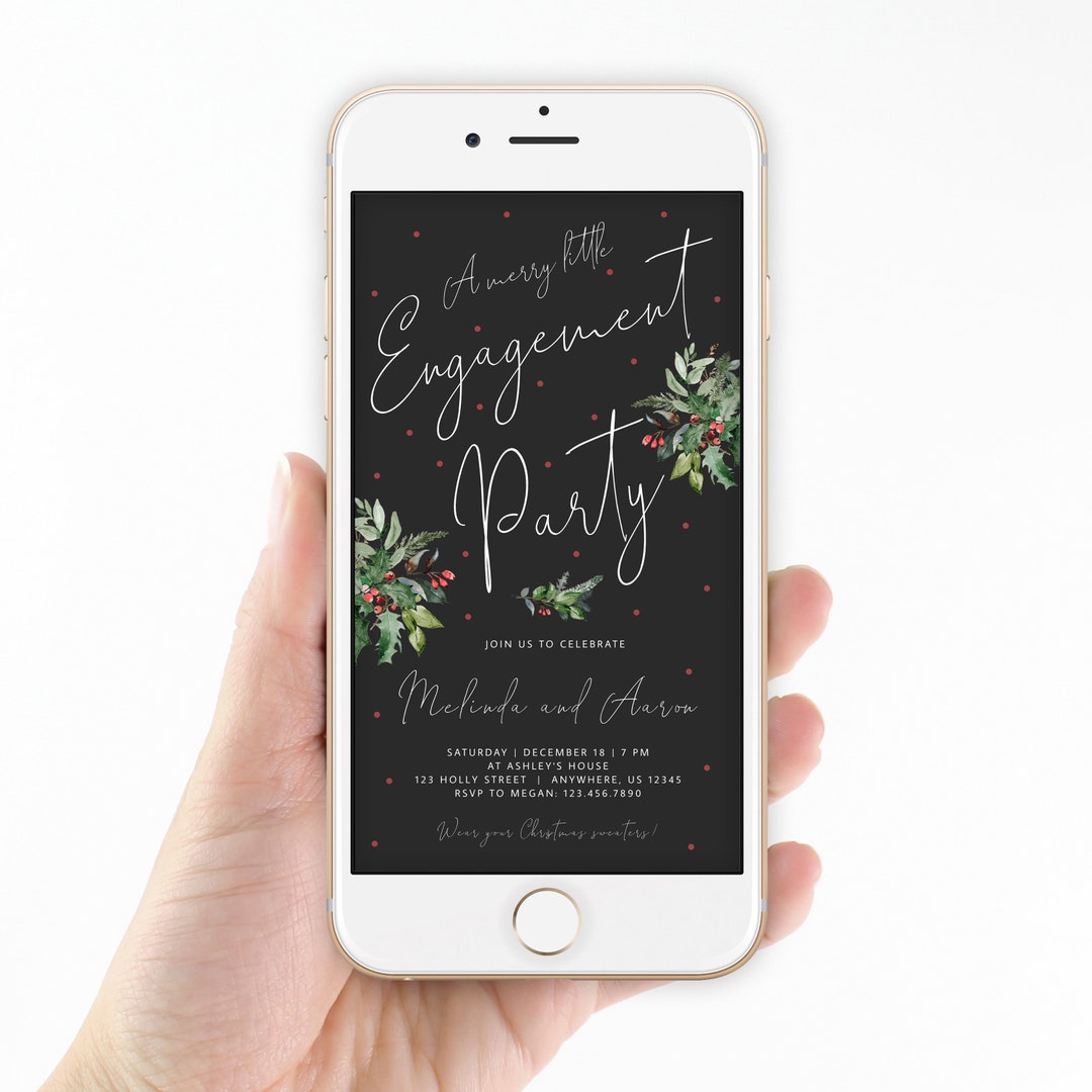 Christmas Engagement Party Invitation, Merry Little Engagement, Text ...