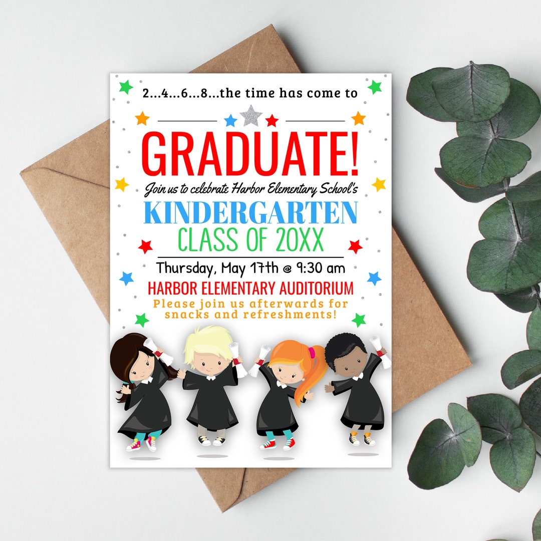 Graduation Invitation, Kindergarten Graduation, Preschool, Graduation ...