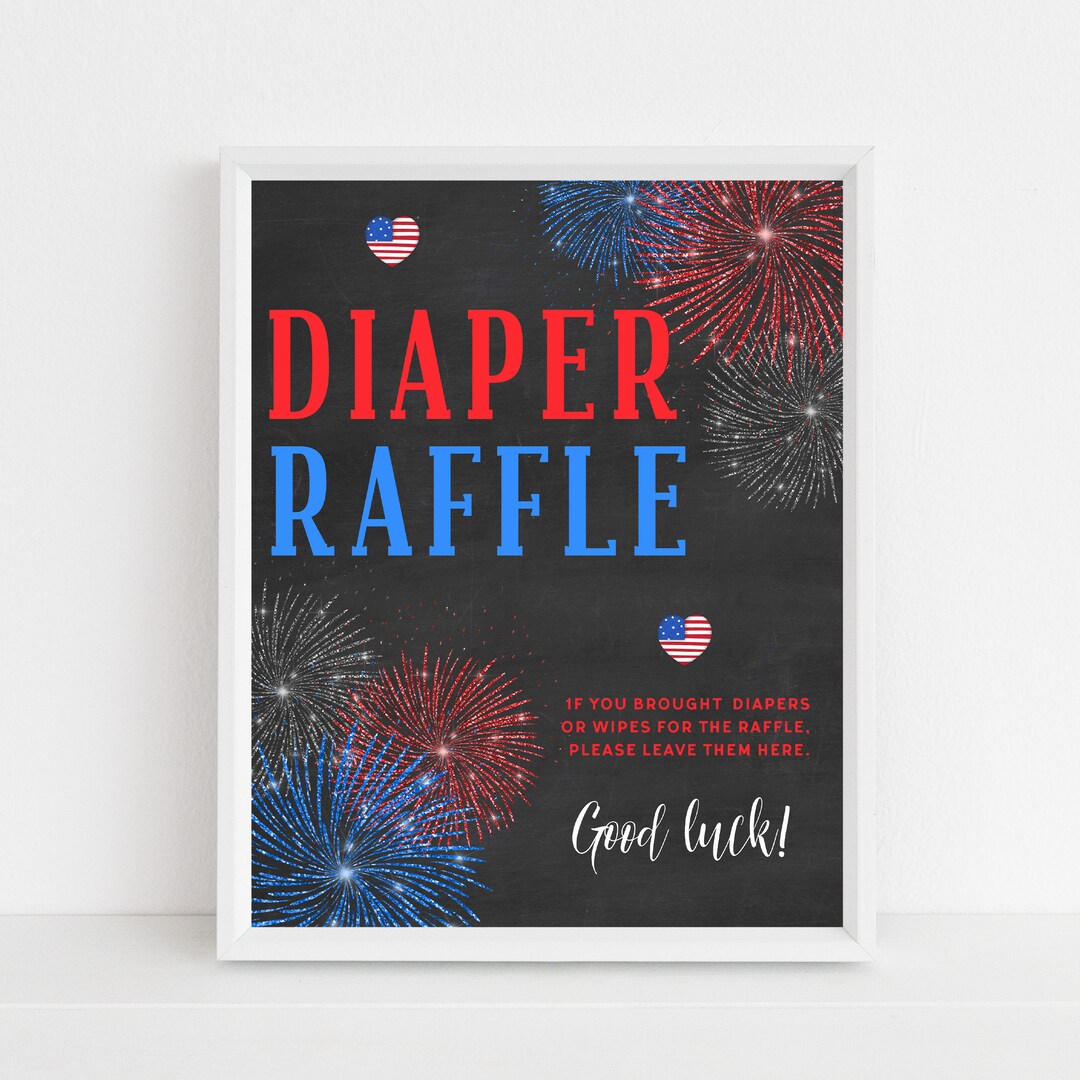 4th of July Baby Shower, Diaper Raffle Ticket Sign, Red White and Who ...