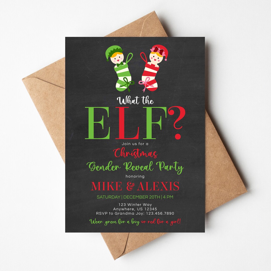 What the Elf, Christmas Gender Reveal Party, Christmas Baby Reveal, He ...