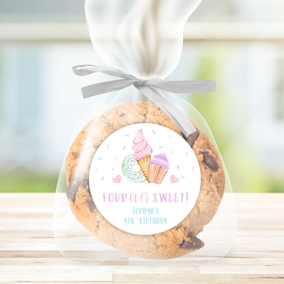 Four Ever Sweet 4th Birthday Party Birthday Sticker Girl 4th - Etsy