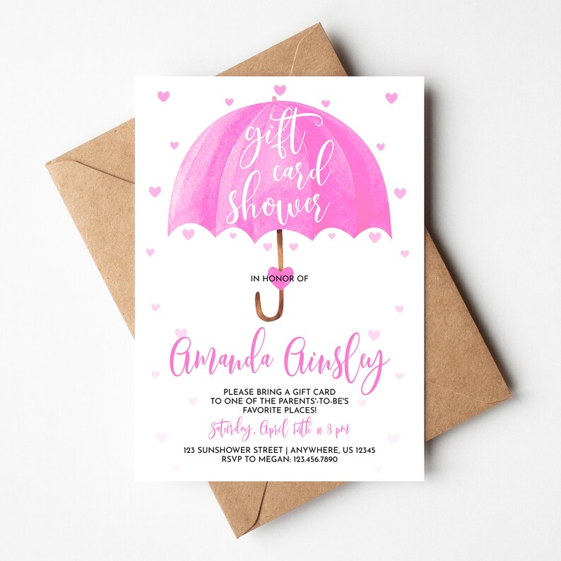 Gift Card Shower Invitation Gift Card Baby Shower Umbrella - Etsy