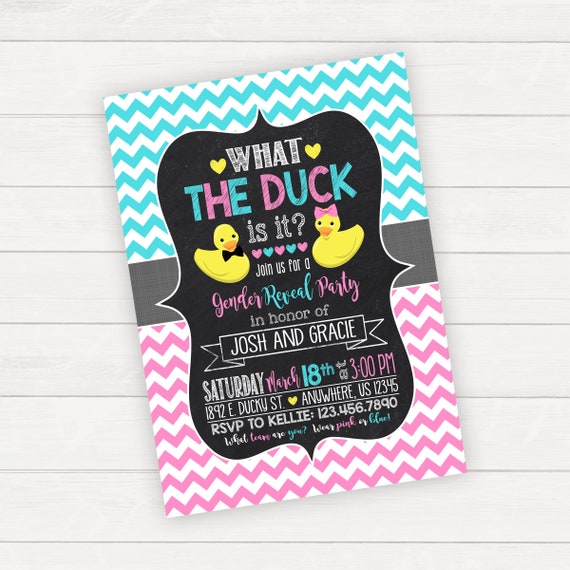 Duck Gender Reveal Party What The Duck Is It Funny Gender Etsy