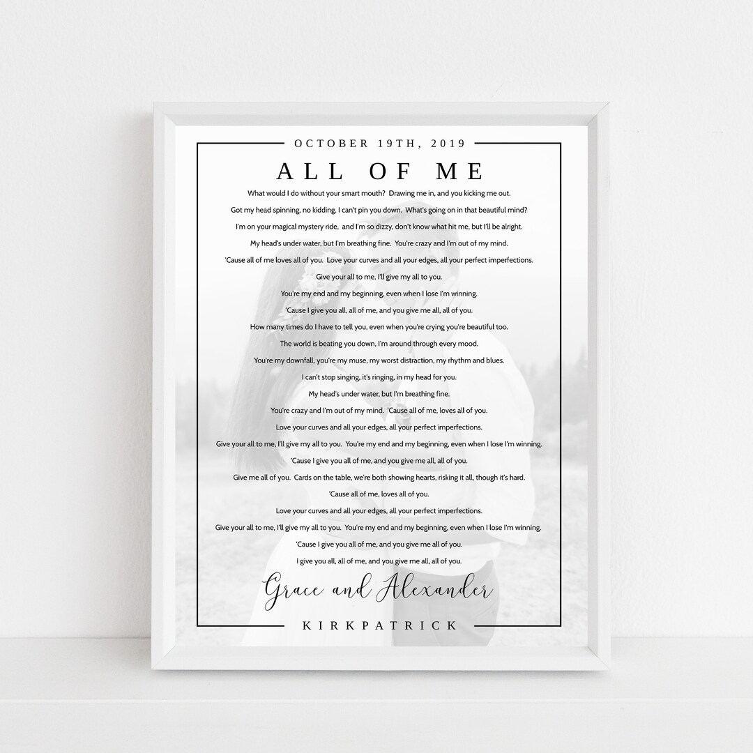 Wedding Song Lyrics Sign · Editable Template · Anniversary Gift Idea ...
